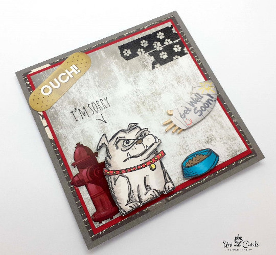 Get Well Soon Handmade Card Funny Dog Broken Arm Recovery - Etsy