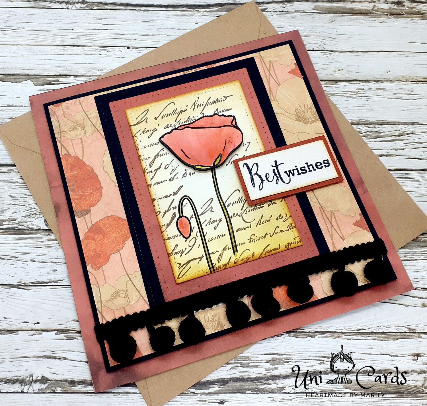 Poppy Flower Handmade Card - Etsy