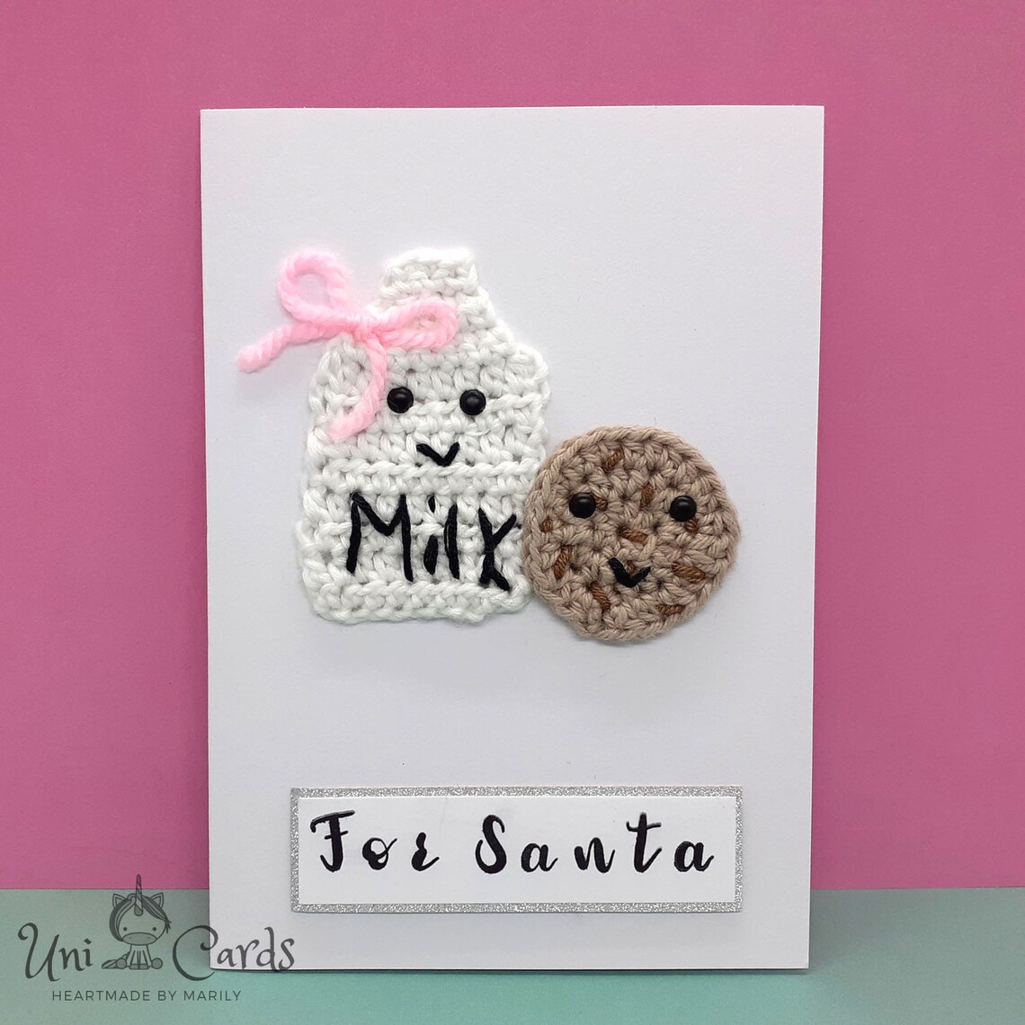 Handmade Crochet Christmas Card, Milk and Cookie for Santa - Etsy