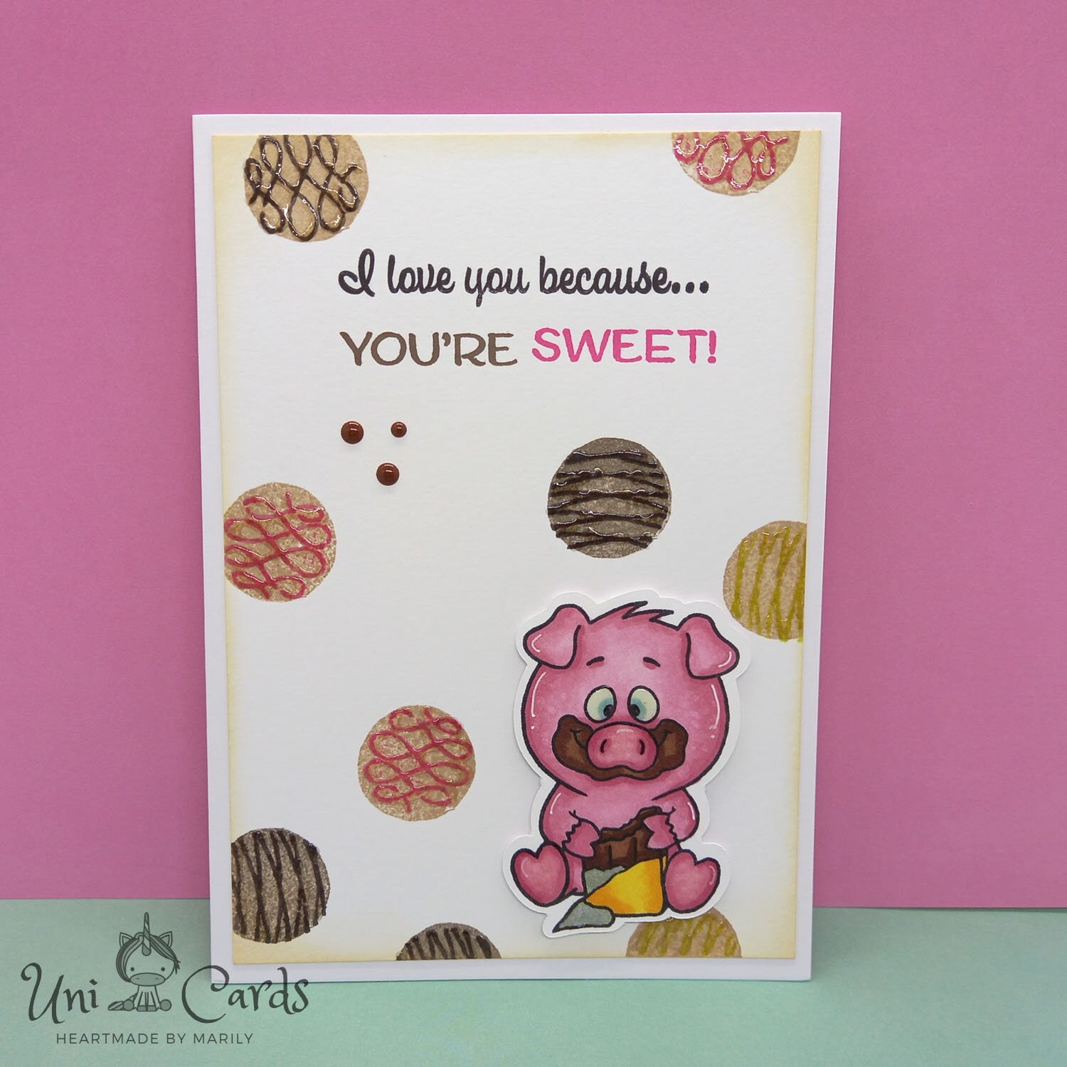 Cute Piglet Eating Chocolate Card You Are Sweet - Etsy