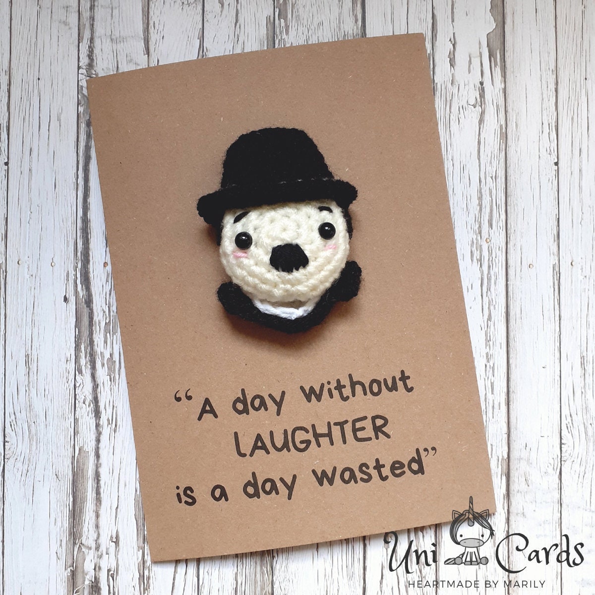 Charlie Chaplin Crochet Card Charlot Card the Tramp Handmade - Etsy