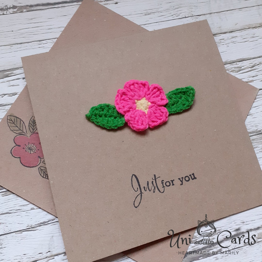 Flower Crochet Greeting Card - Etsy