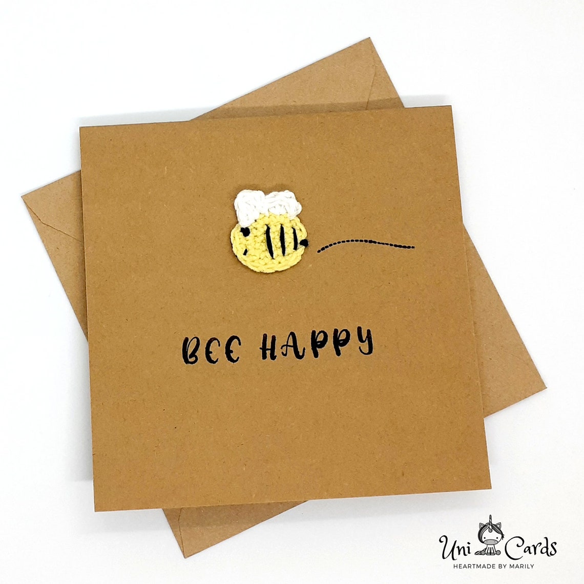 Bee Happy Crochet Card, Cute Bee - Etsy