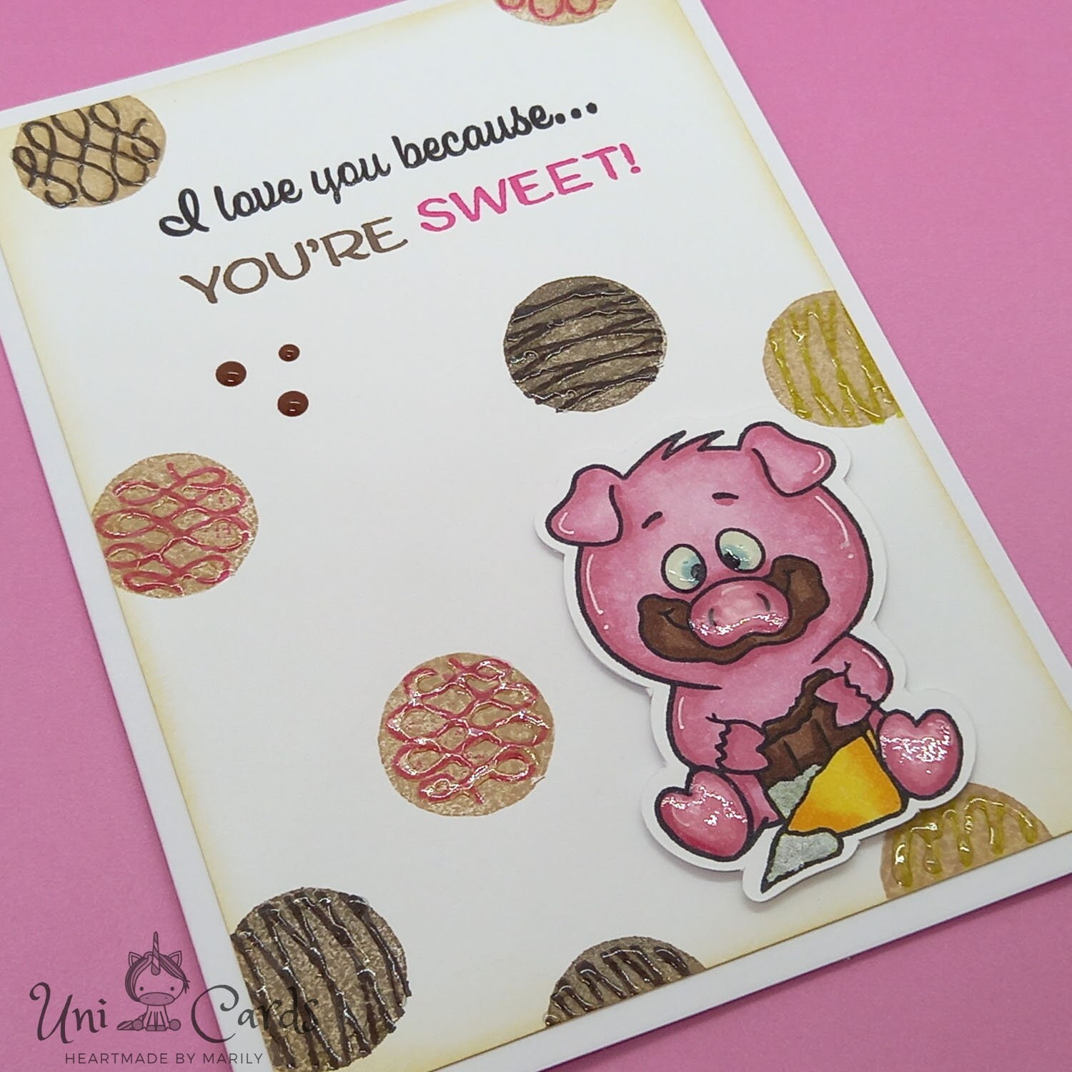 Cute Piglet Eating Chocolate Card You Are Sweet - Etsy