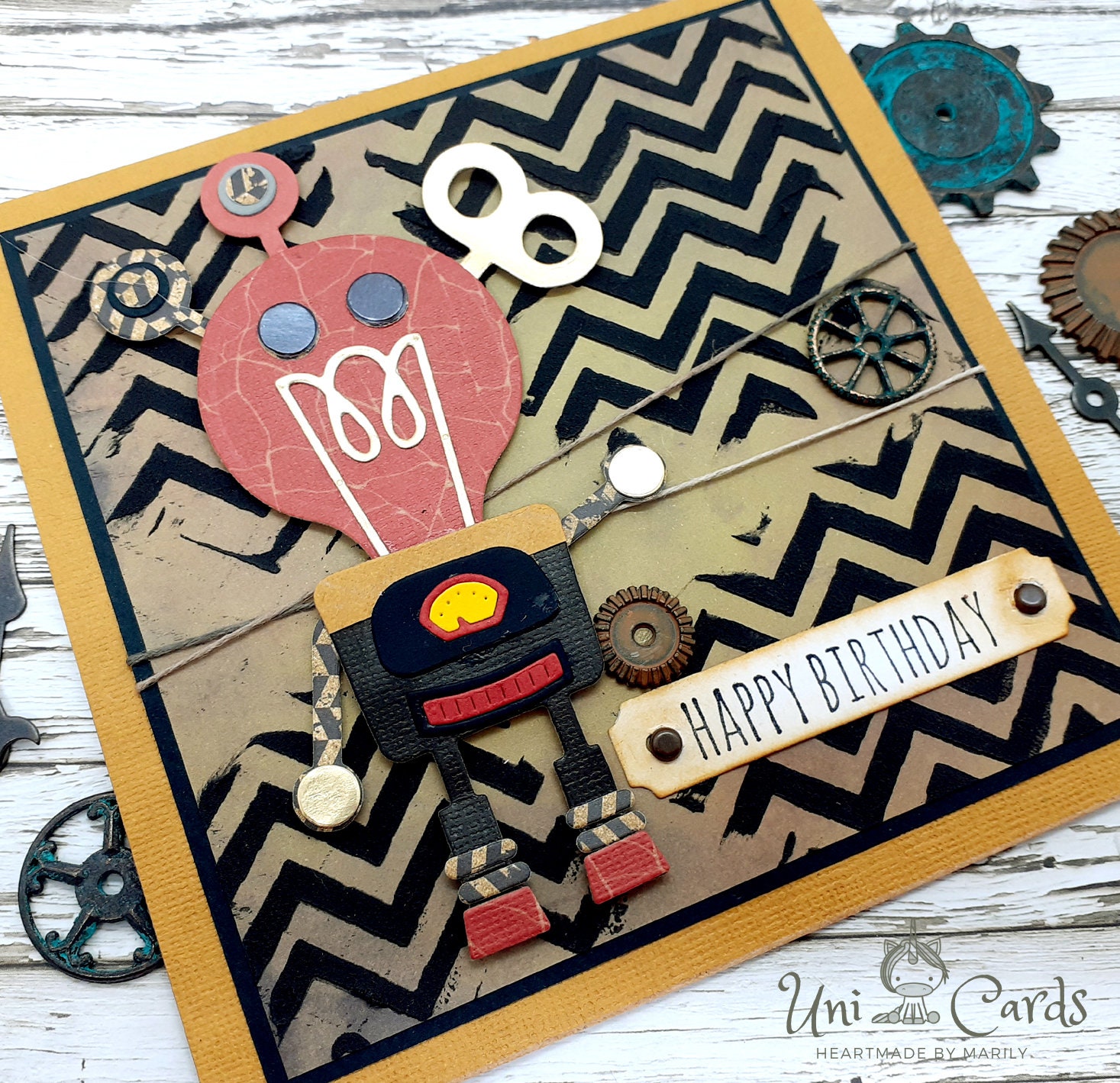 Handmade Robot Birthday Card - Etsy