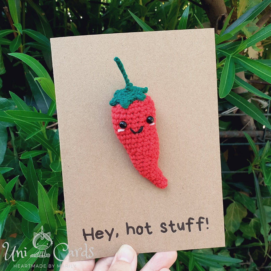 Hey Hot Stuff Card, Chilli Crochet Card, Red Pepper Love Card - Etsy