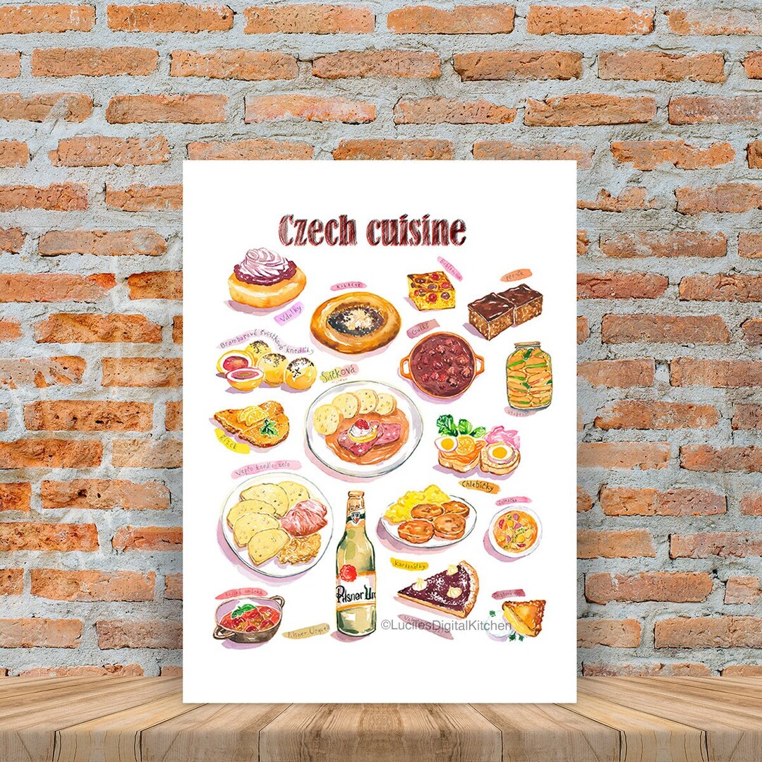 Czech Food Poster, Printable Kitchen Wall Decor, Prague Cuisine Menu ...