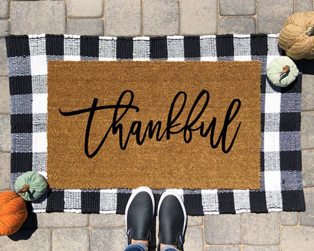 Thankful Doormat Thankful Welcome Doormat Fall Doormat Thanksgiving ...
