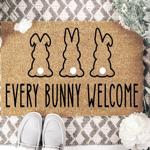 Every Bunny Welcome Easter Doormat Funny Bunny Outdoor - Etsy