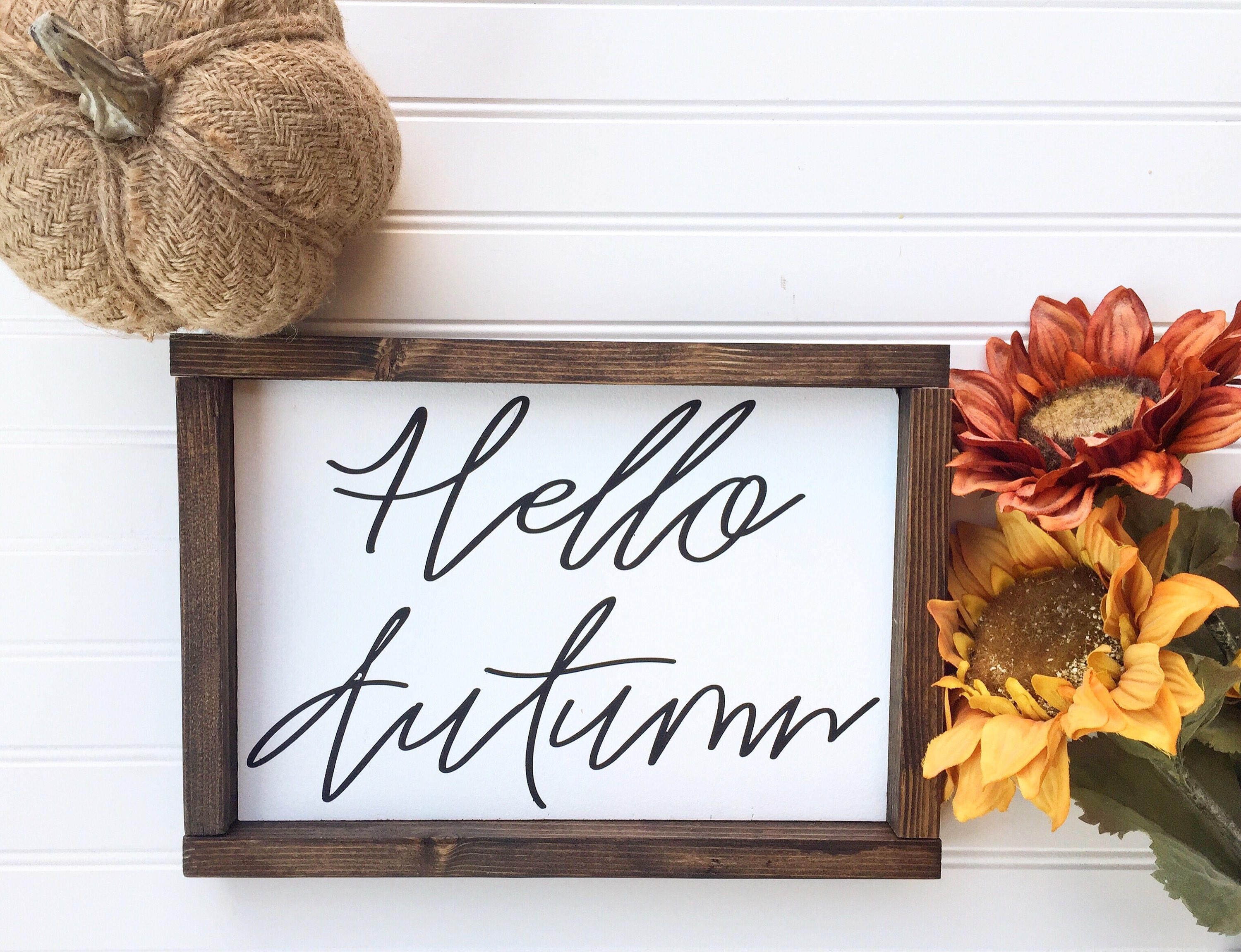 Hello Autumn Sign Hello Fall Sign Hello Fall Wood Sign | Etsy