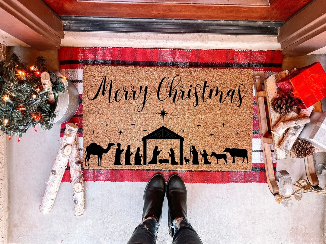 Nativity Scene Doormat Christmas Doormat Jesus is the Reason for the ...