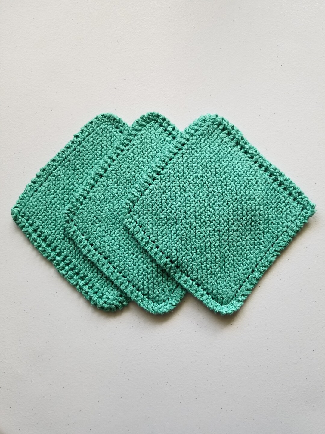 Rainforest Green Cotton Knit Knitted Dishcloth Washcloth Rag Grandmas ...