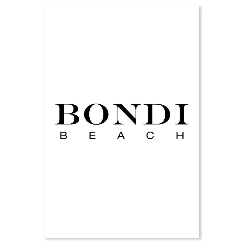 Bondi Beach, Canvas Art Print, Paper Print, Typography Wall Decor ...