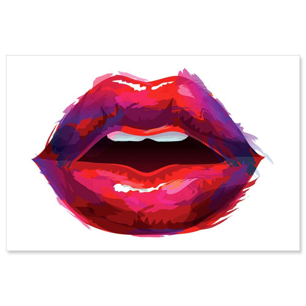 Luscious Lips, Canvas Art Print, Paper Print, Pop Art, Red Wall Decor ...