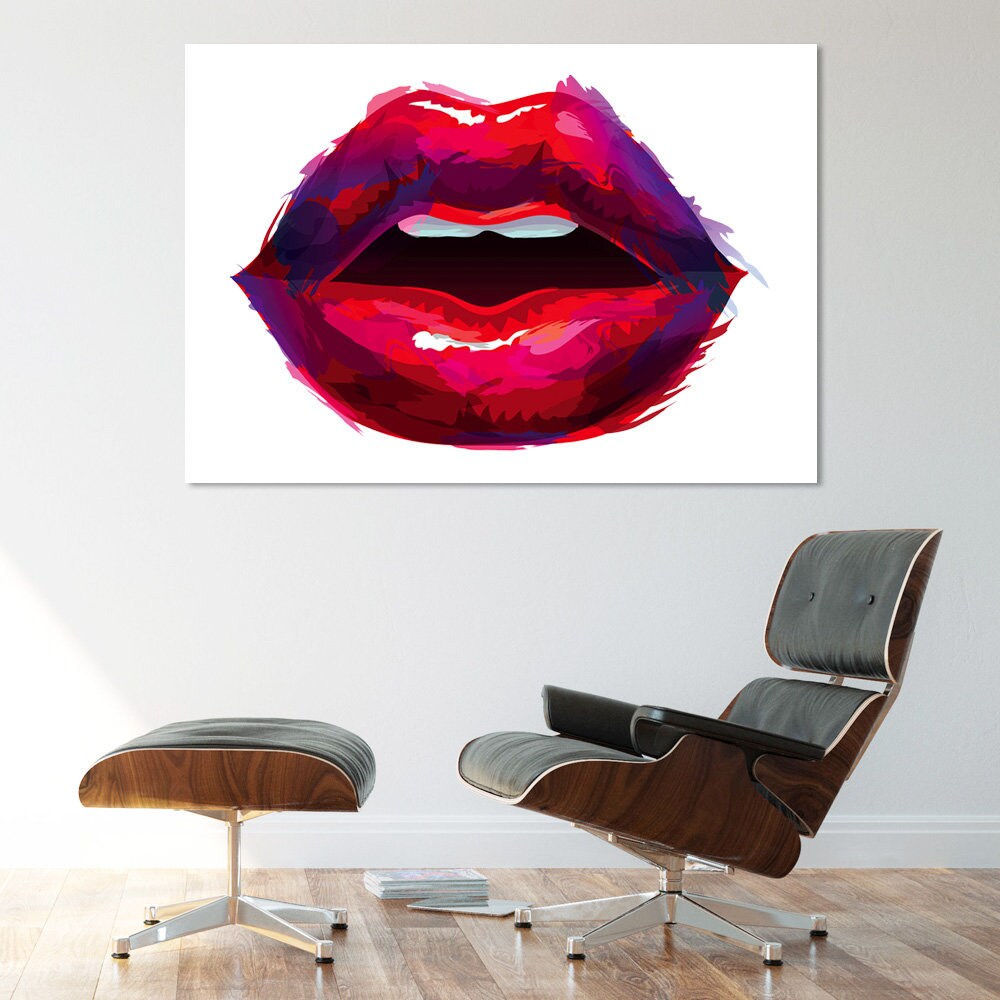 Luscious Lips, Canvas Art Print, Paper Print, Pop Art, Red Wall Decor ...