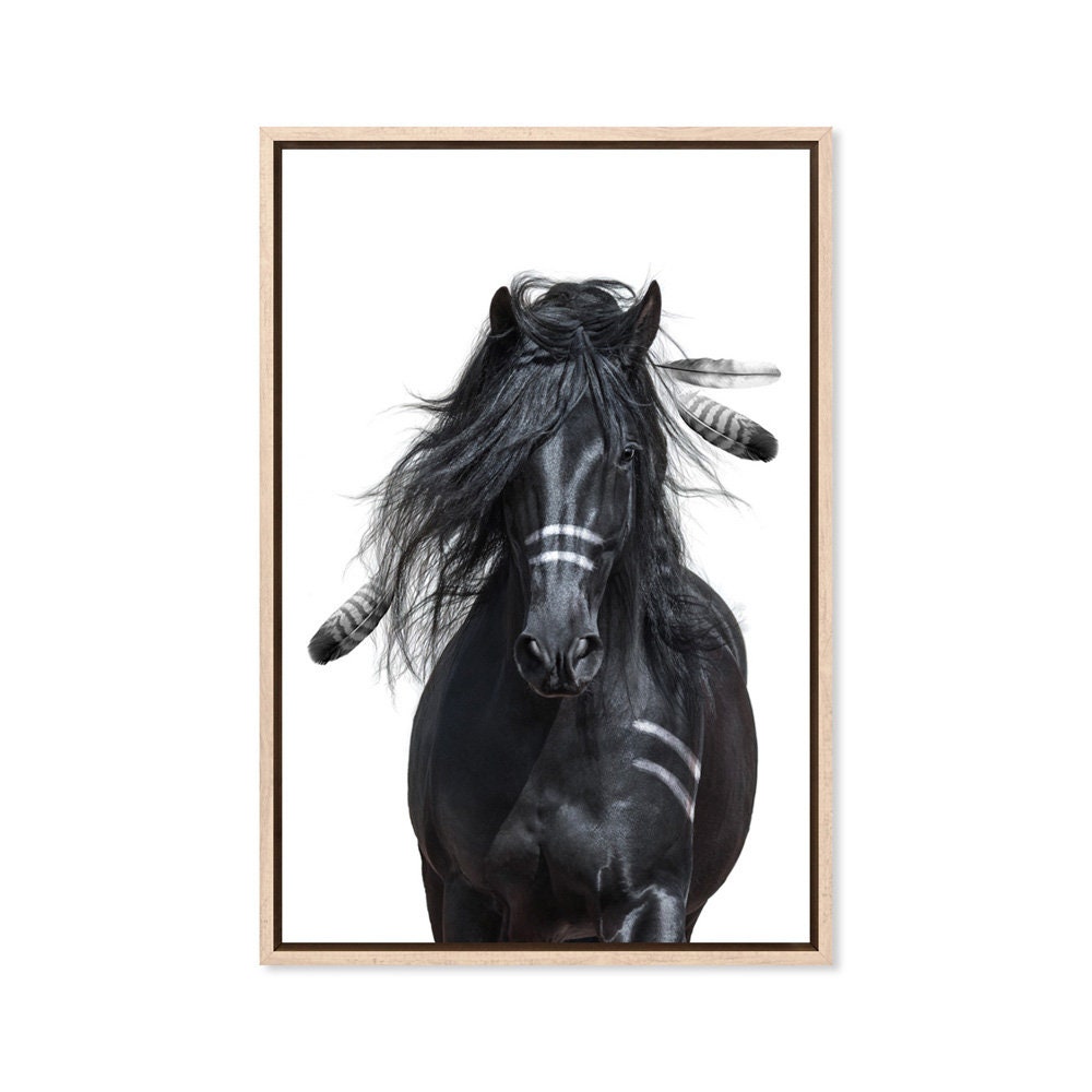 Native American Horse Warrior, Canvas Art Print, Paper Print, Black ...
