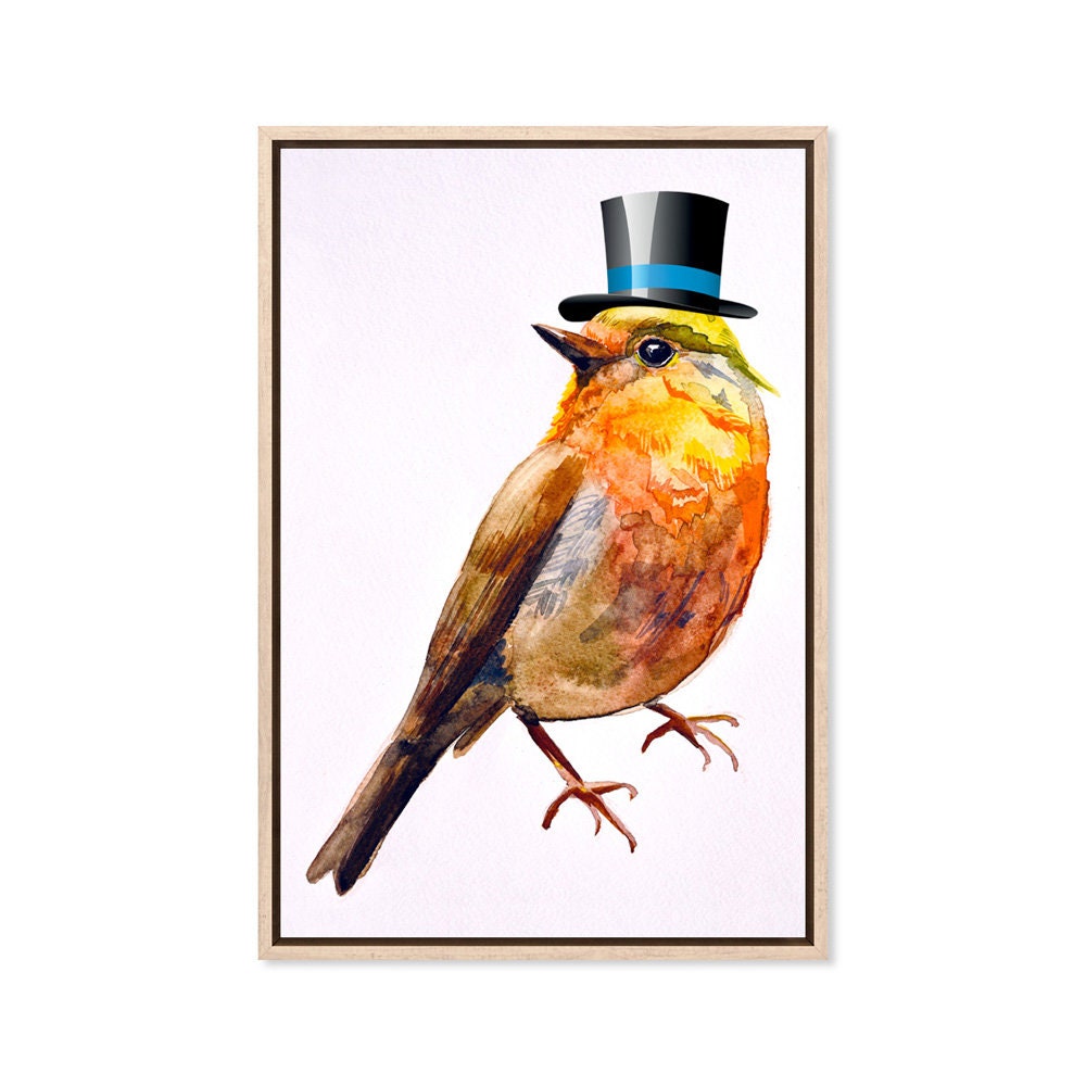 Bird Top Hat, Canvas Art Print, Paper Print, Animal Art, Watercolour ...