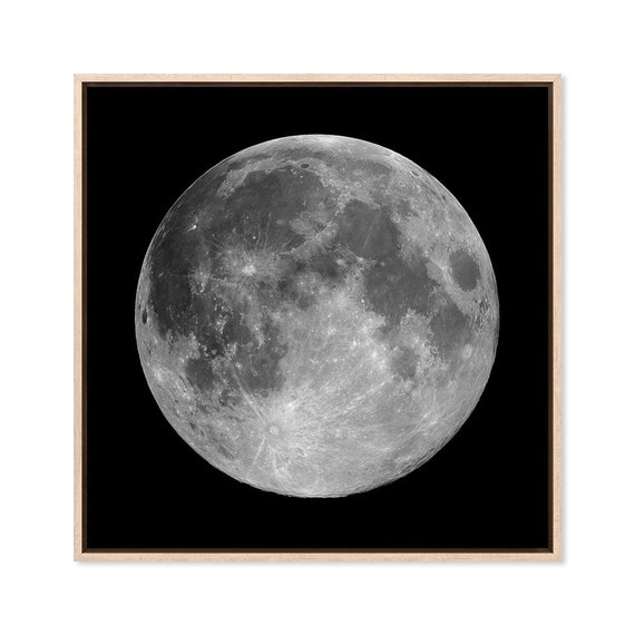 Full Moon Canvas Art Print Paper Print Monochrome Wall Art | Etsy