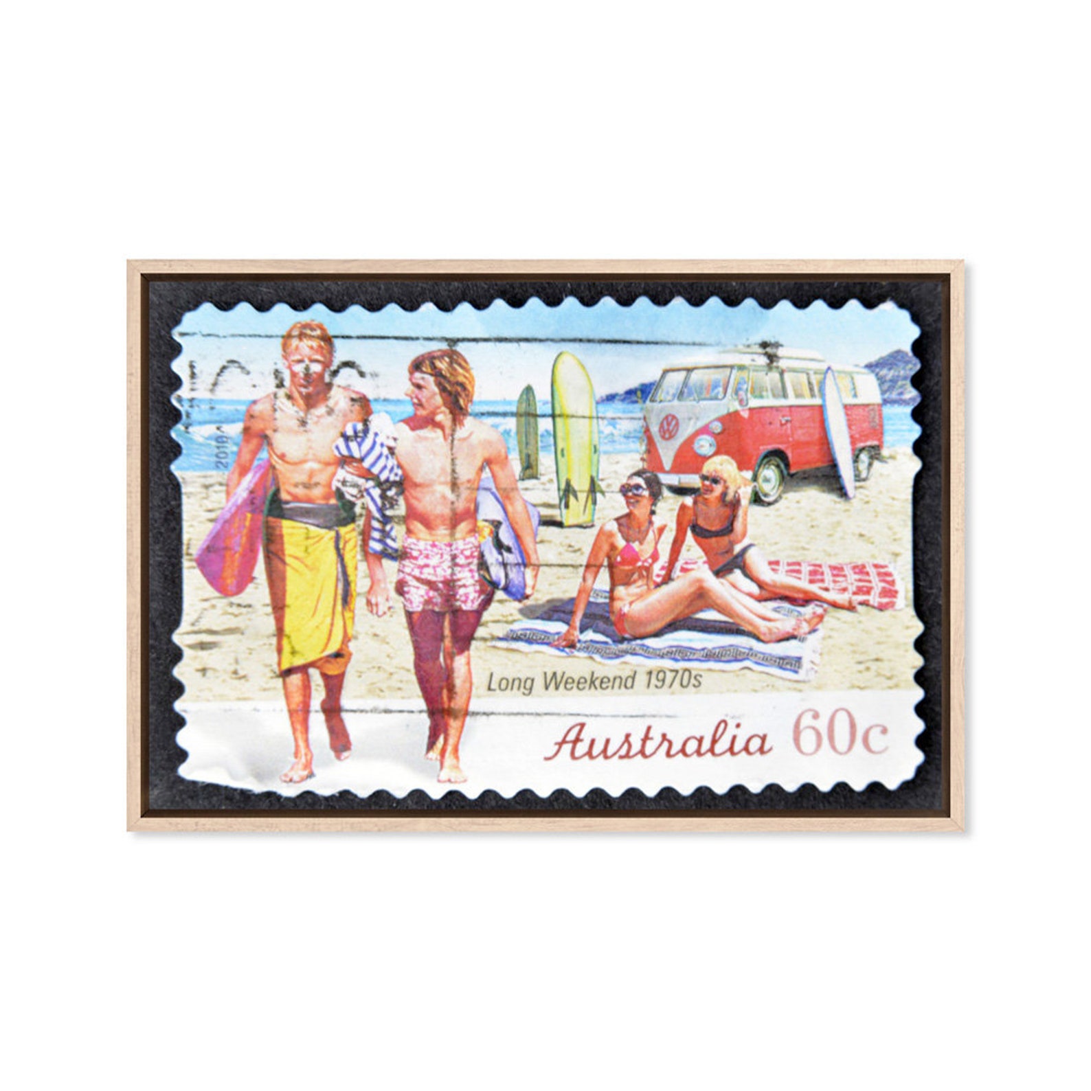 Australian Beach Surf Stamp 1970s Canvas Art Print Paper - Etsy