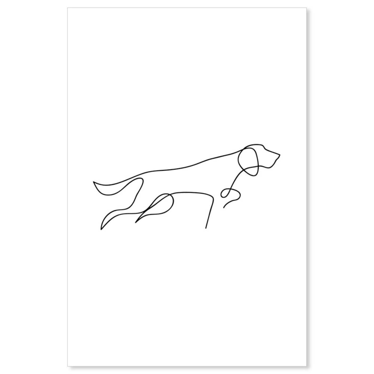 Hound Hunting Dog Line Drawing Canvas Art Print Paper Print - Etsy ...