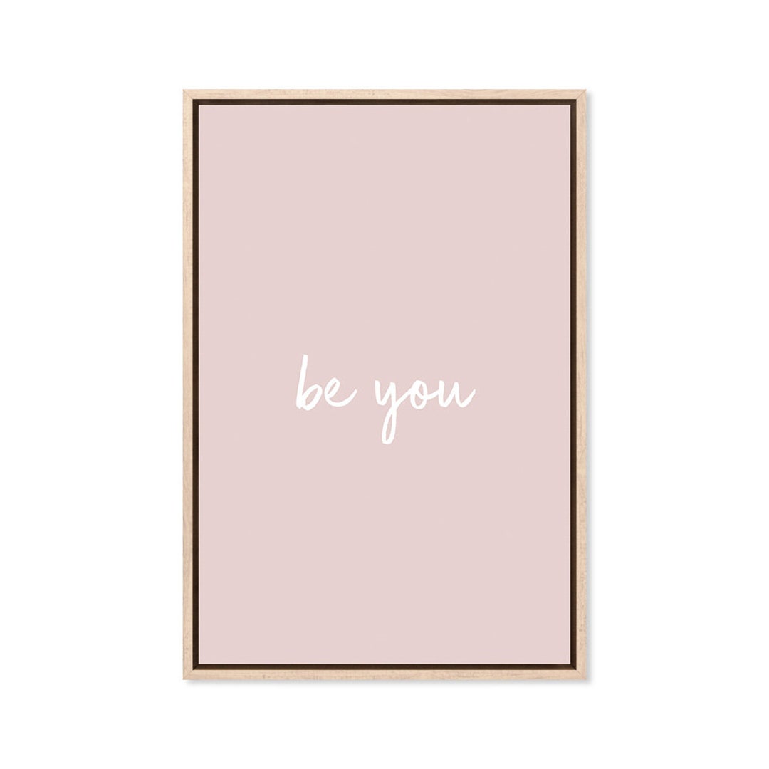 Be You, Canvas Art Print, Paper Print, Typography Wall Decor, Pink Art ...