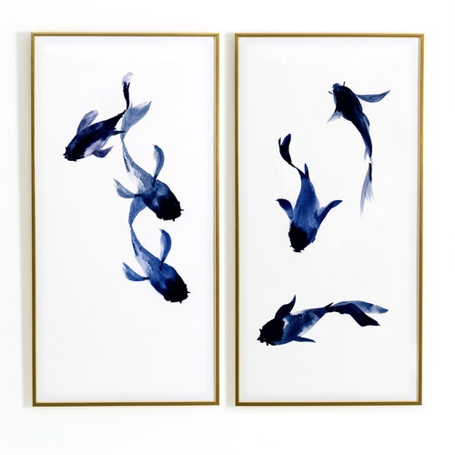 Blue Swim Three Panel by Jess Engle Wall Art | Etsy