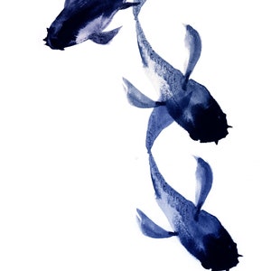 Blue Swim Three Panel by Jess Engle | Wall Art - Etsy