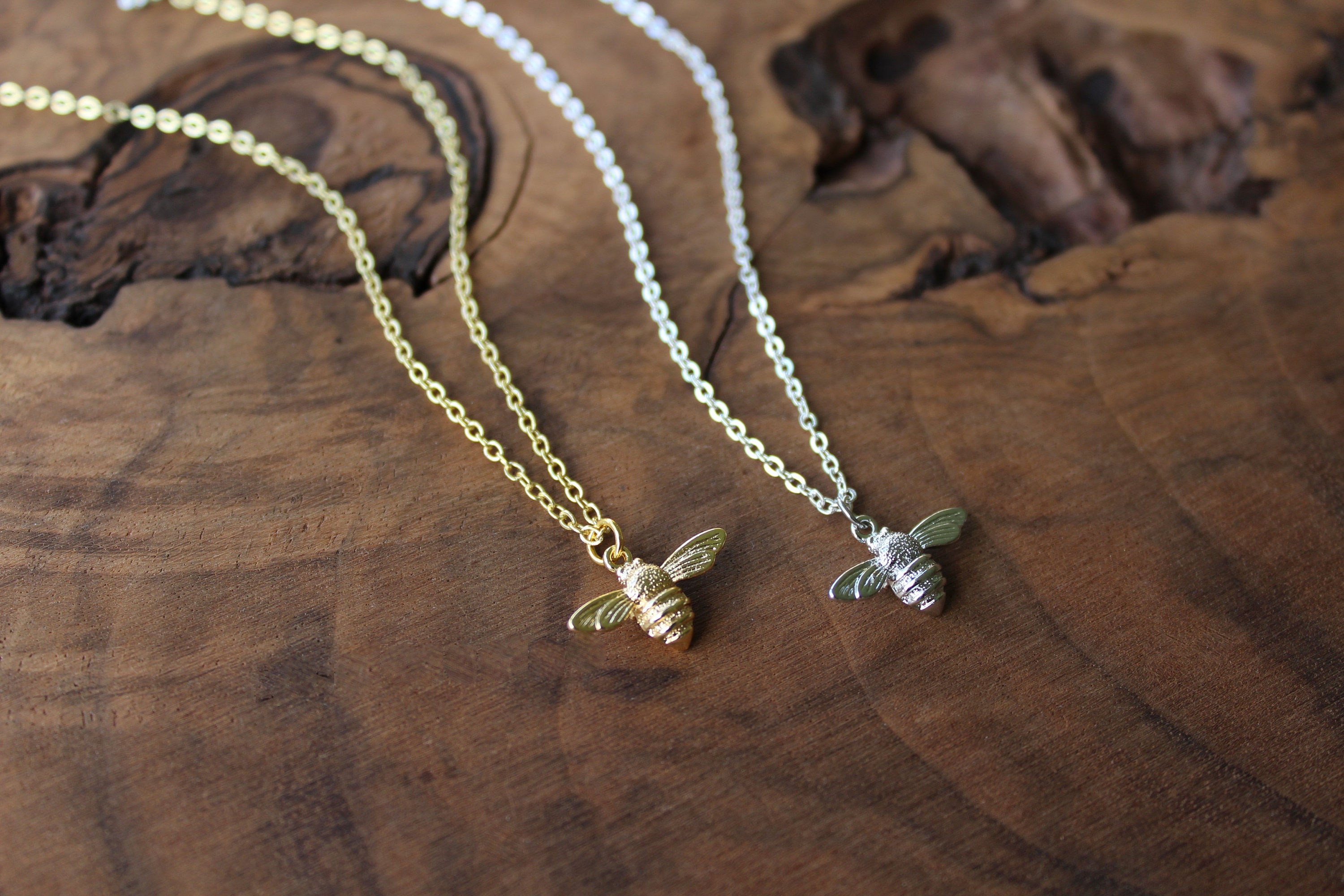 Bee Necklace Gold Bee Necklace Sterling Silver Bee Necklace - Etsy