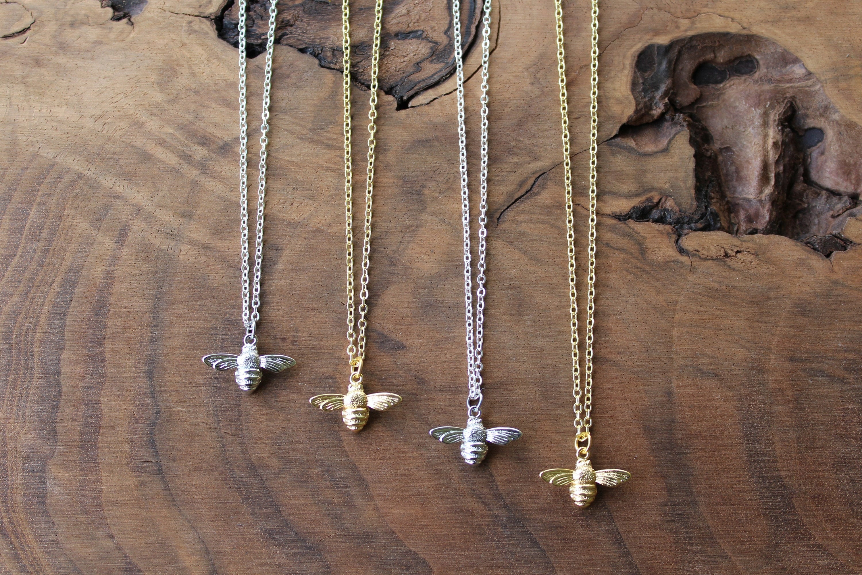 Bee Necklace Gold Bee Necklace Sterling Silver Bee Necklace - Etsy