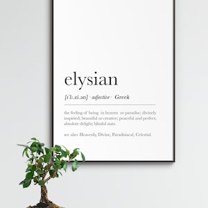 Elysian Definition Print - Wall Art, Greek Definition, Greece Decor ...