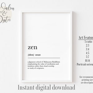 Zen Definition Print: Nordic Wall Art, Minimalist Decor (digital ...
