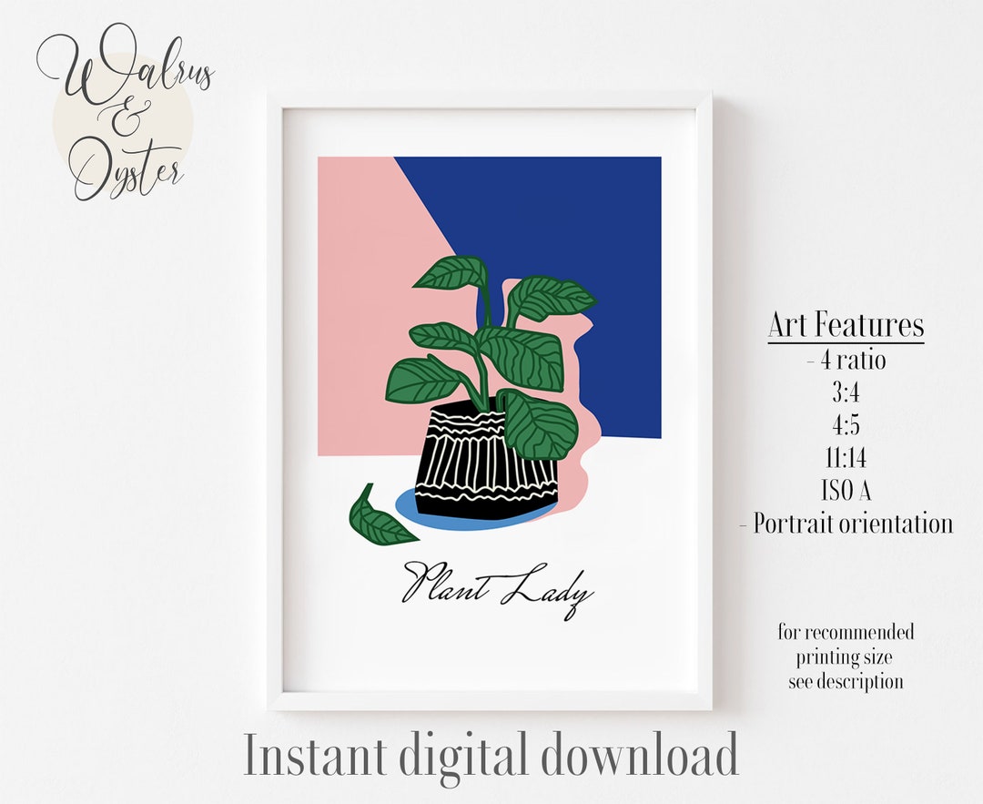 Plant Lady Print, Botanical Plant, Crazy Plant Lady Poster, Botanical ...