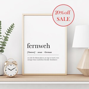 Fernweh Definition Print, Nordic Definition, Nordic Decor, Travel Word ...