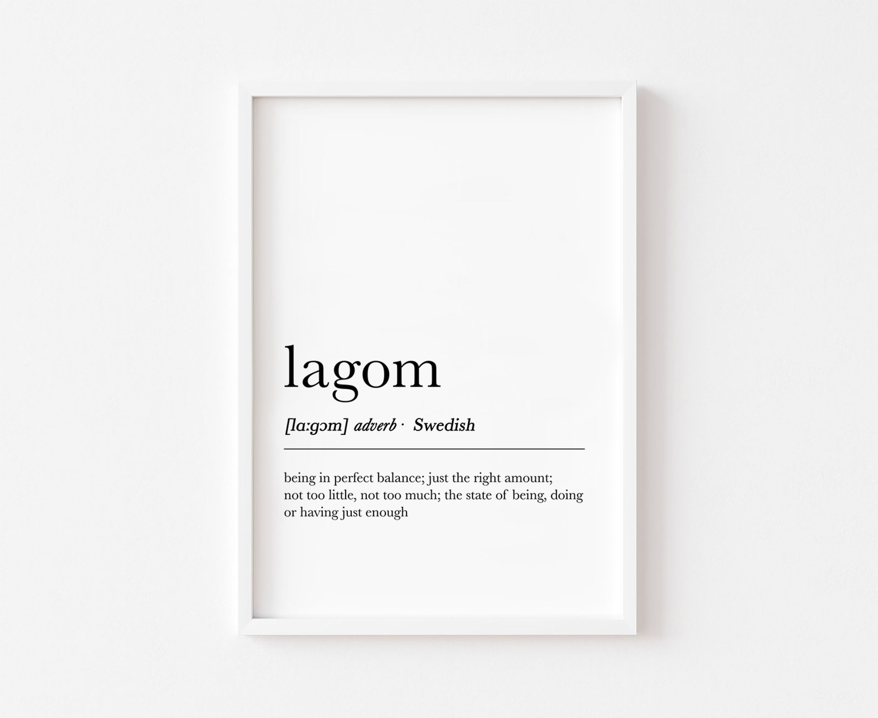 Lagom Definition Wall Art, Nordic Definition Swedish Lagom, Lagom ...