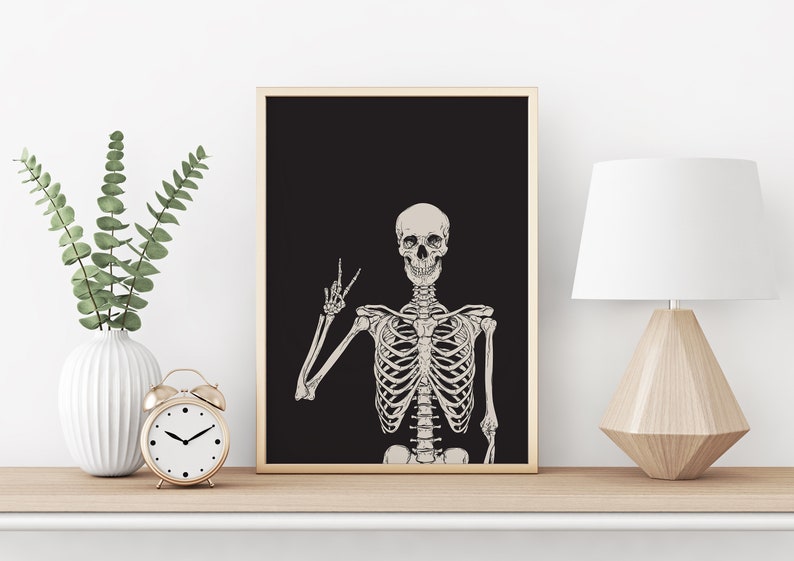 Skeleton Print Printable Skeleton Art Posing Skeleton - Etsy