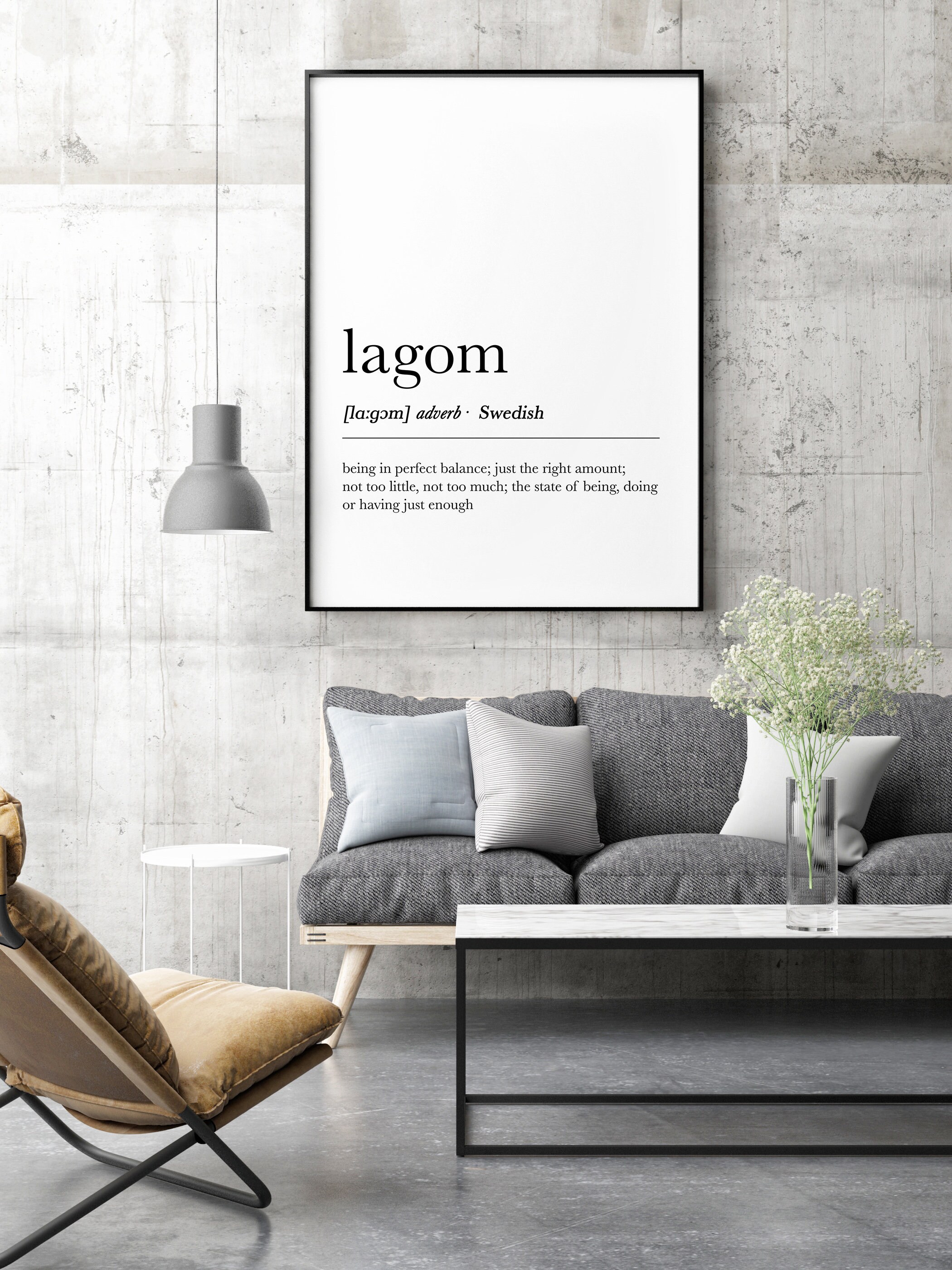 Lagom Definition Wall Art Nordic Definition Swedish | Etsy