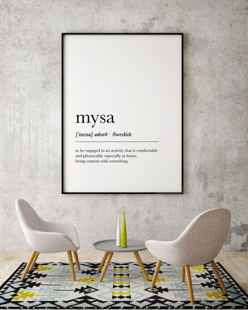 Mysa Definition Wall Art Nordic Definition Swedish | Etsy