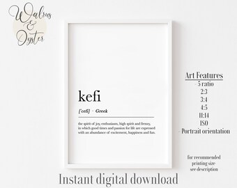 Kefi Definition Print Greek Word Definition Print (Instant Download) - Etsy