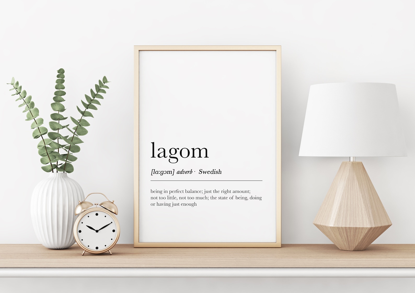 Lagom Definition Wall Art, Nordic Definition Swedish Lagom, Lagom ...