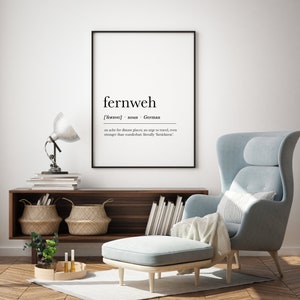 Fernweh Definition Print, Nordic Definition, Nordic Decor, Travel Word ...