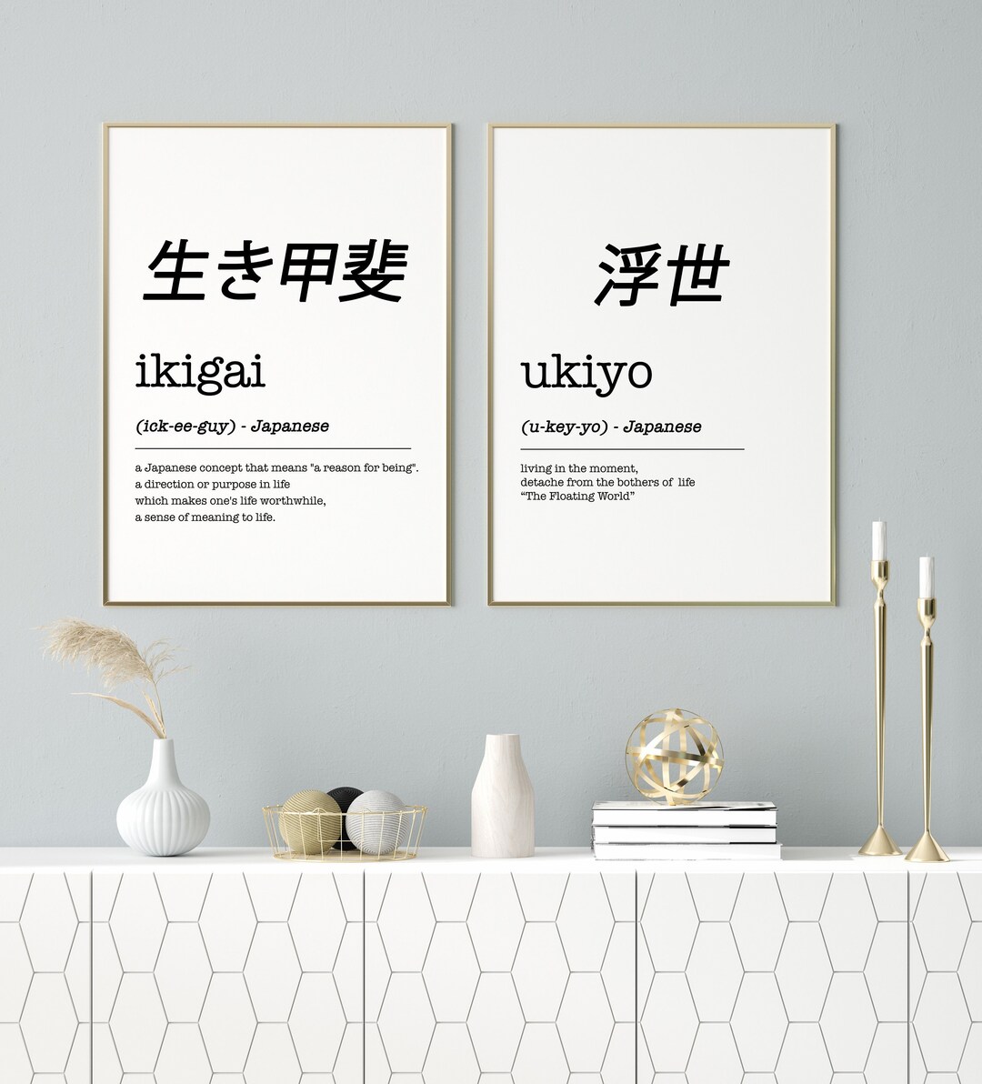 Ikigai Ukiyo Print Set: Japanese Definition Wall Art (digital Download ...