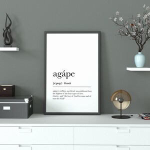 Agape Definition, Greek Decor, Greek Poster,, Greece Home Decor, Agape ...