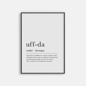 Uff Da Definition Print: Norwegian Nordic Wall Art (digital Download ...