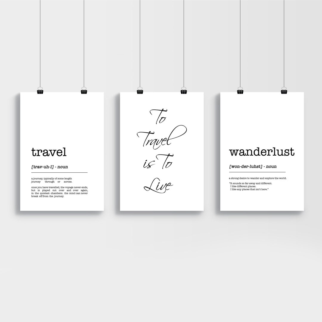 Travel Definition Art Print Set: Wanderlust Quote (digital Download) - Etsy