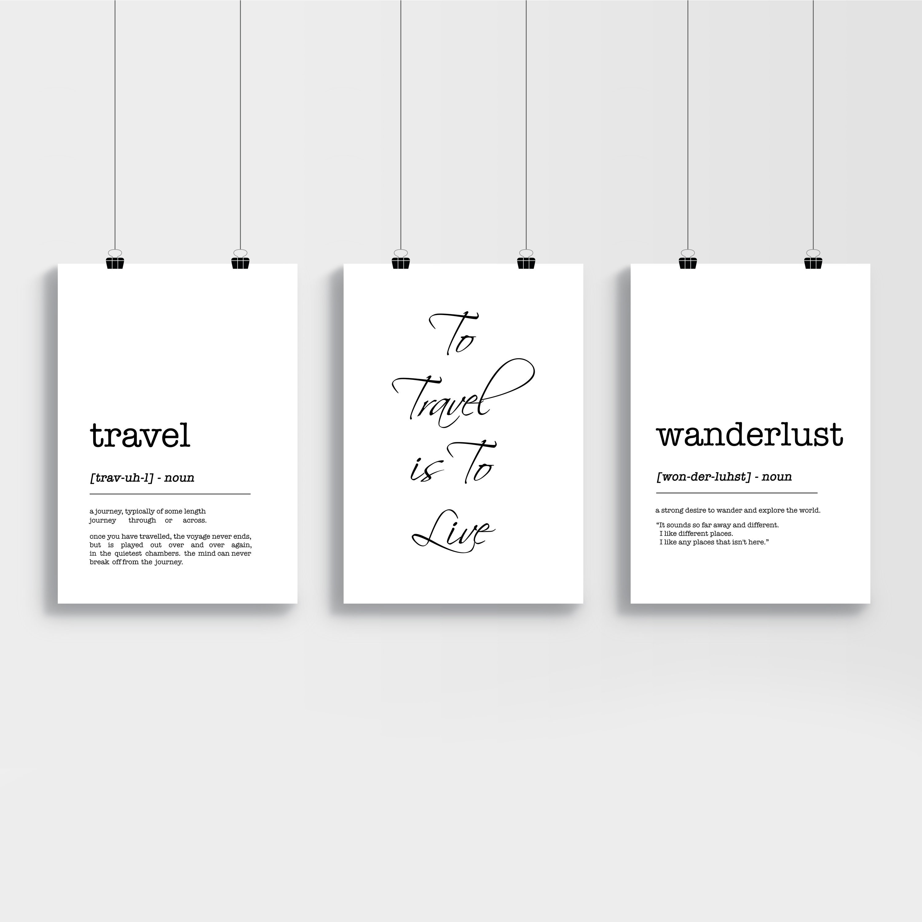 Travel Definition Art Print Set: Wanderlust Quote (digital Download) - Etsy