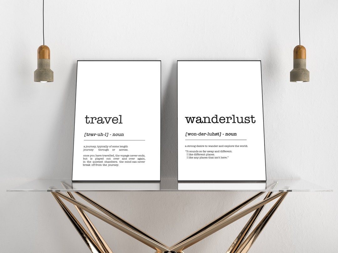 Travel Definition and Wanderlust Definition Set of 2 Print, Travel ...