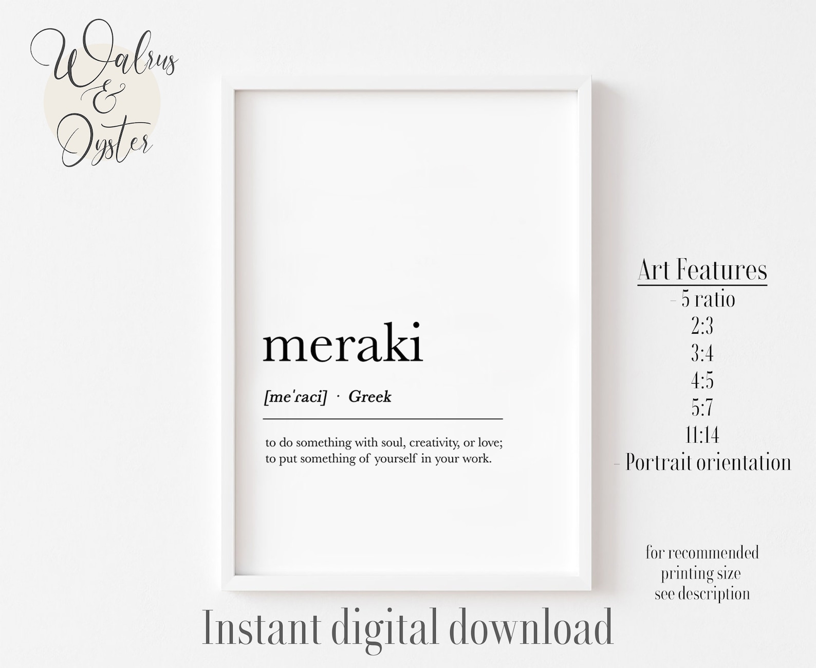Meraki Definition Print, Greek Definition, Meraki Printable Wall Art ...