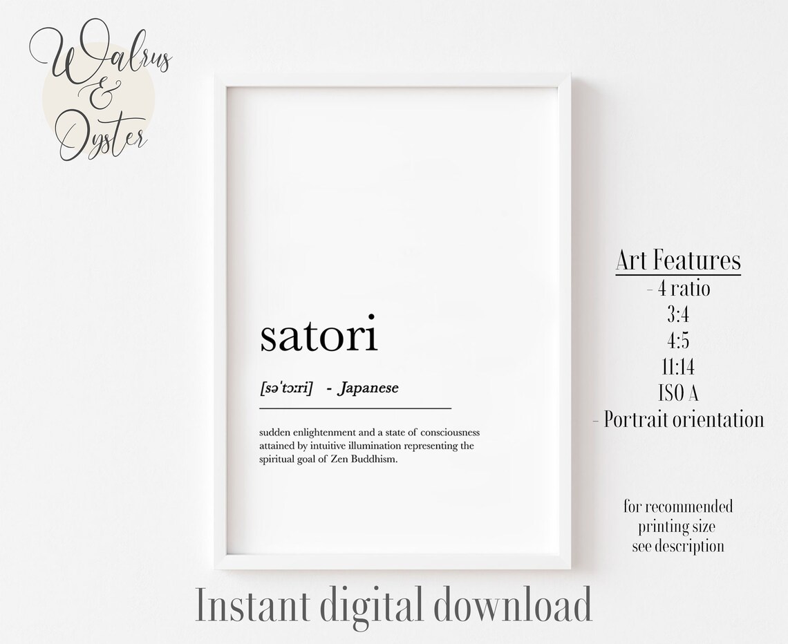 Satori Definition Japanese Wall Art Print (digital Download) - Etsy