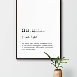 Autumn Definition Print, Nordic Definition, Autumn Poster, Fall ...