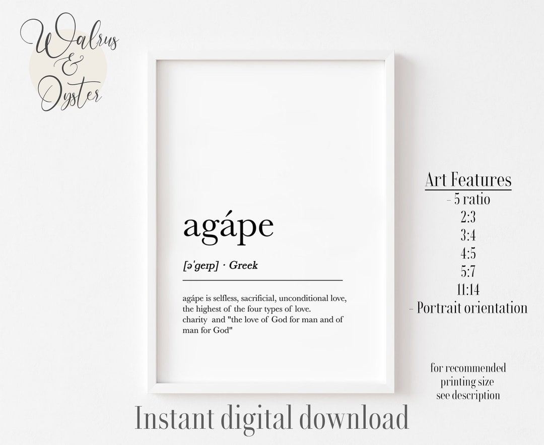 Agape Definition, Greek Decor, Greek Poster,, Greece Home Decor, Agape ...